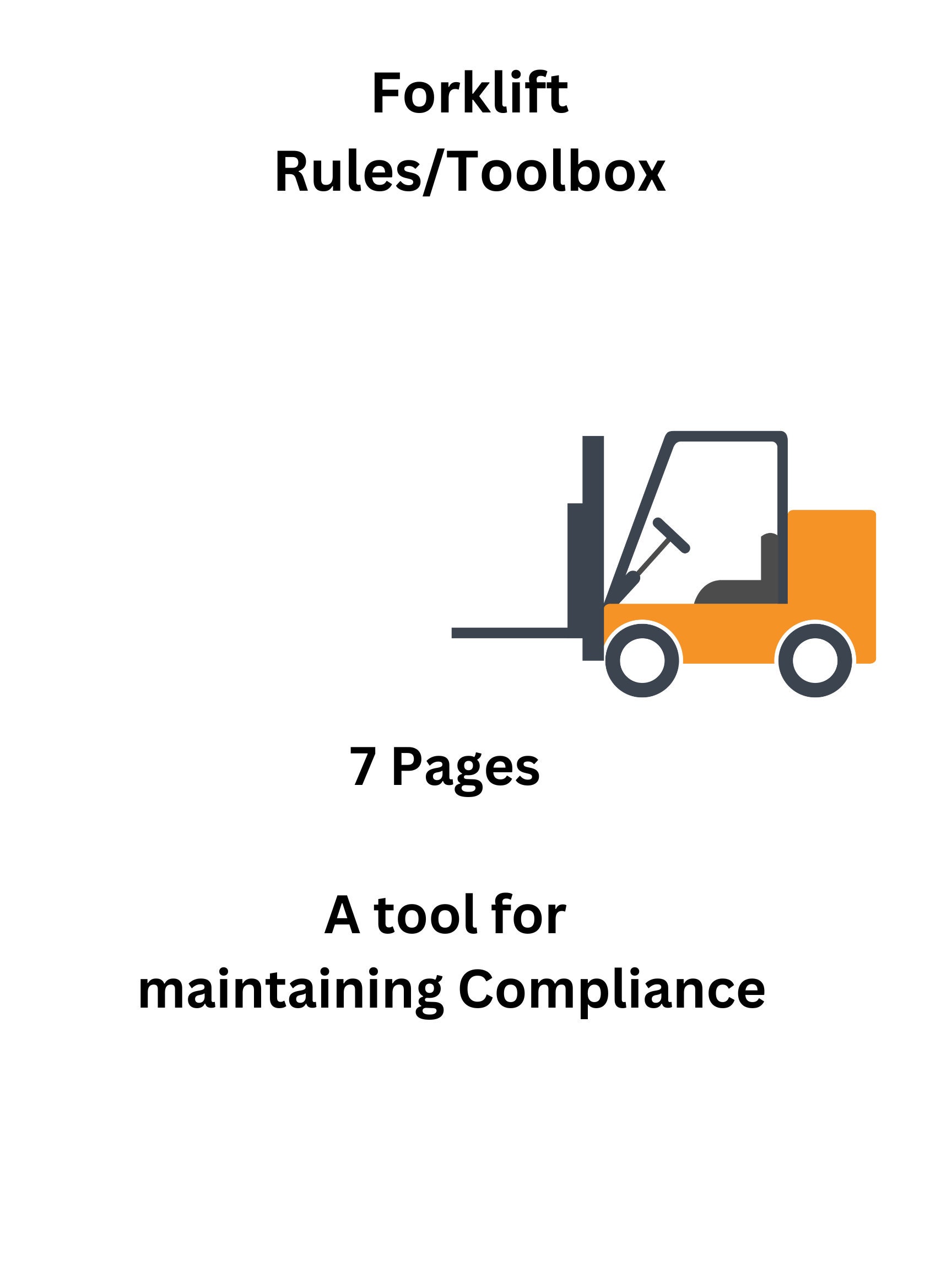 Forklift Tool Box Talk Documents for OSHA Compliance / Safety Managers ...