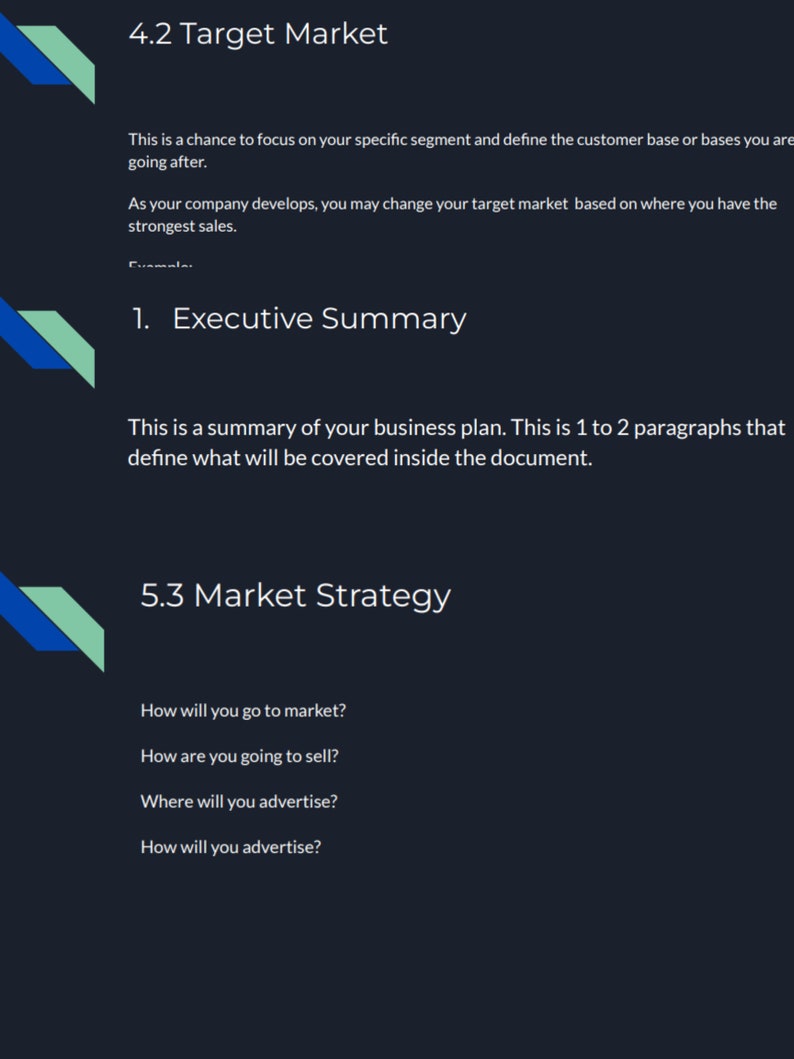 Business Plan Template With Examples and Explanations - Etsy