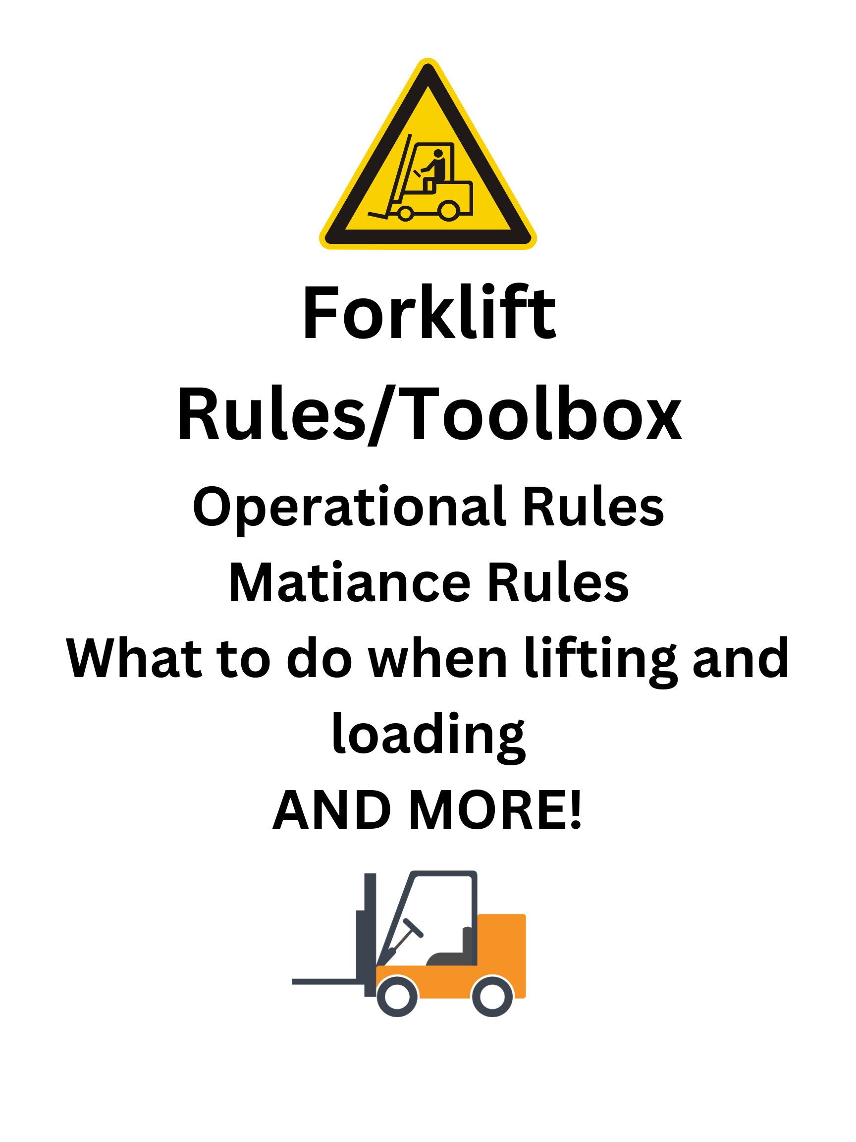 Forklift Tool Box Talk Documents for OSHA Compliance / Safety Managers ...