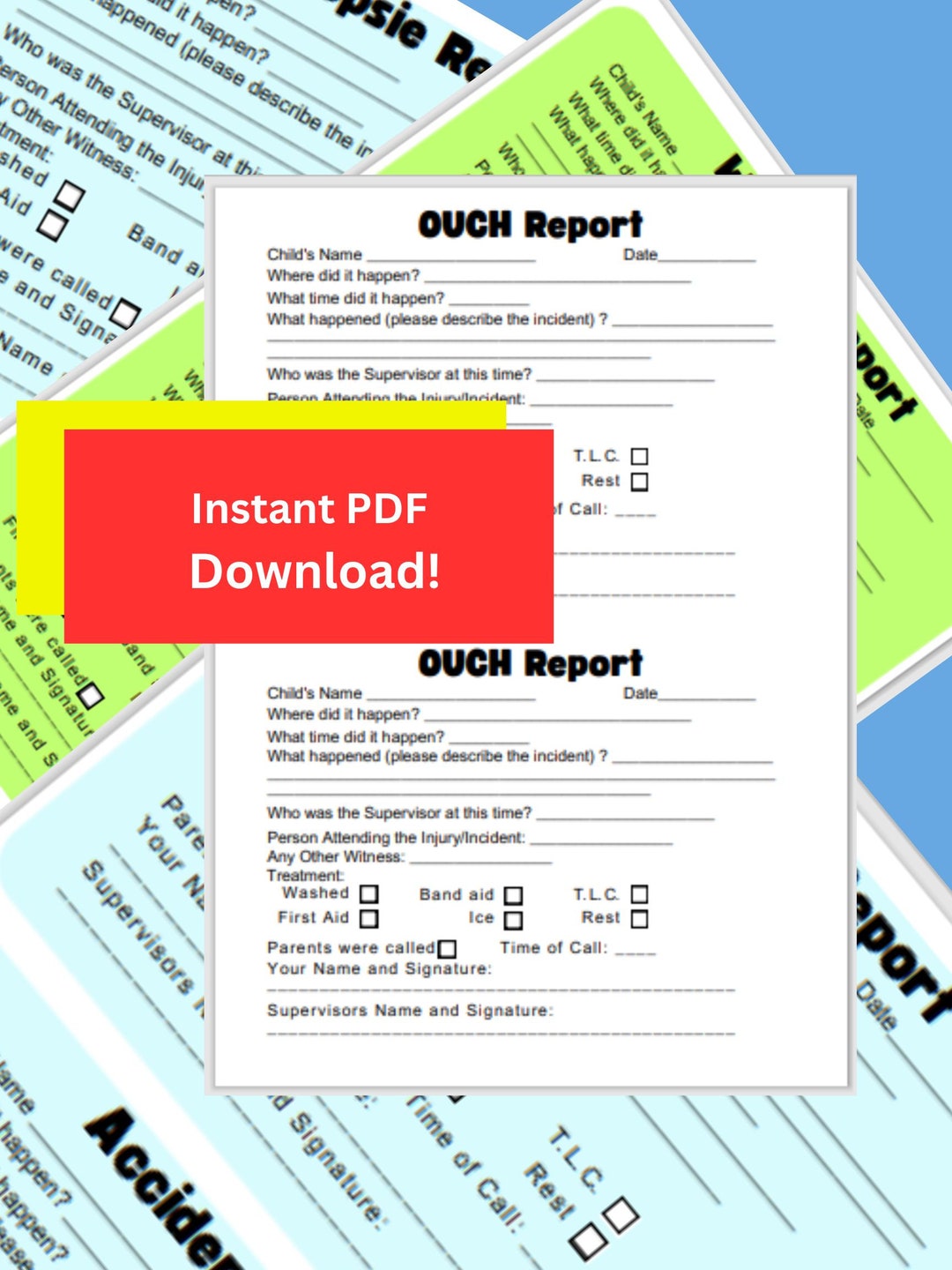 Ouch Report Bundle (5 Daycare Incident Report Templates) - Etsy