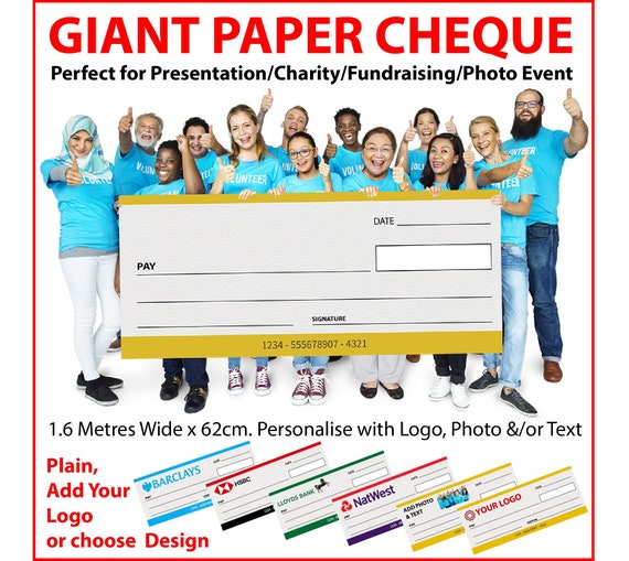 Large Cheque for Charity Presentation Fundraising Occasion - Etsy