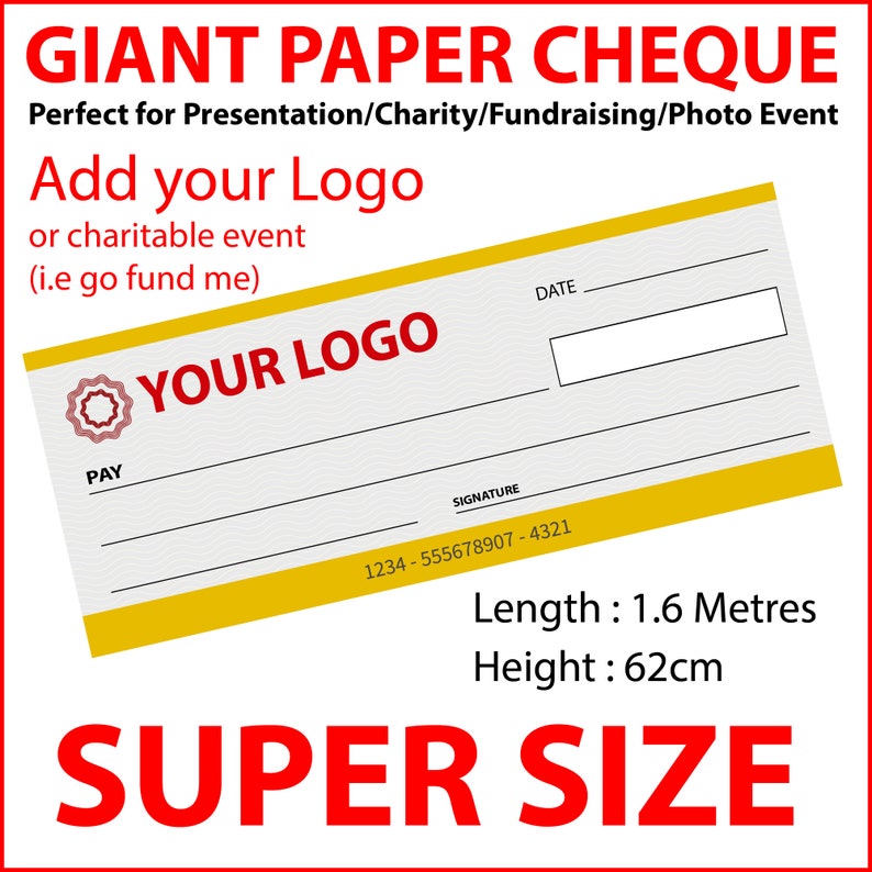 Large Cheque for Charity Presentation Fundraising Occasion - Etsy