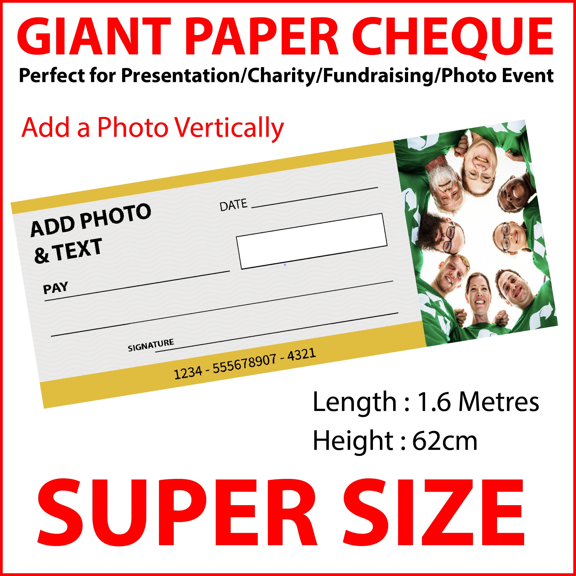 Large Cheque for Charity Presentation Fundraising Occasion Photo Event ...