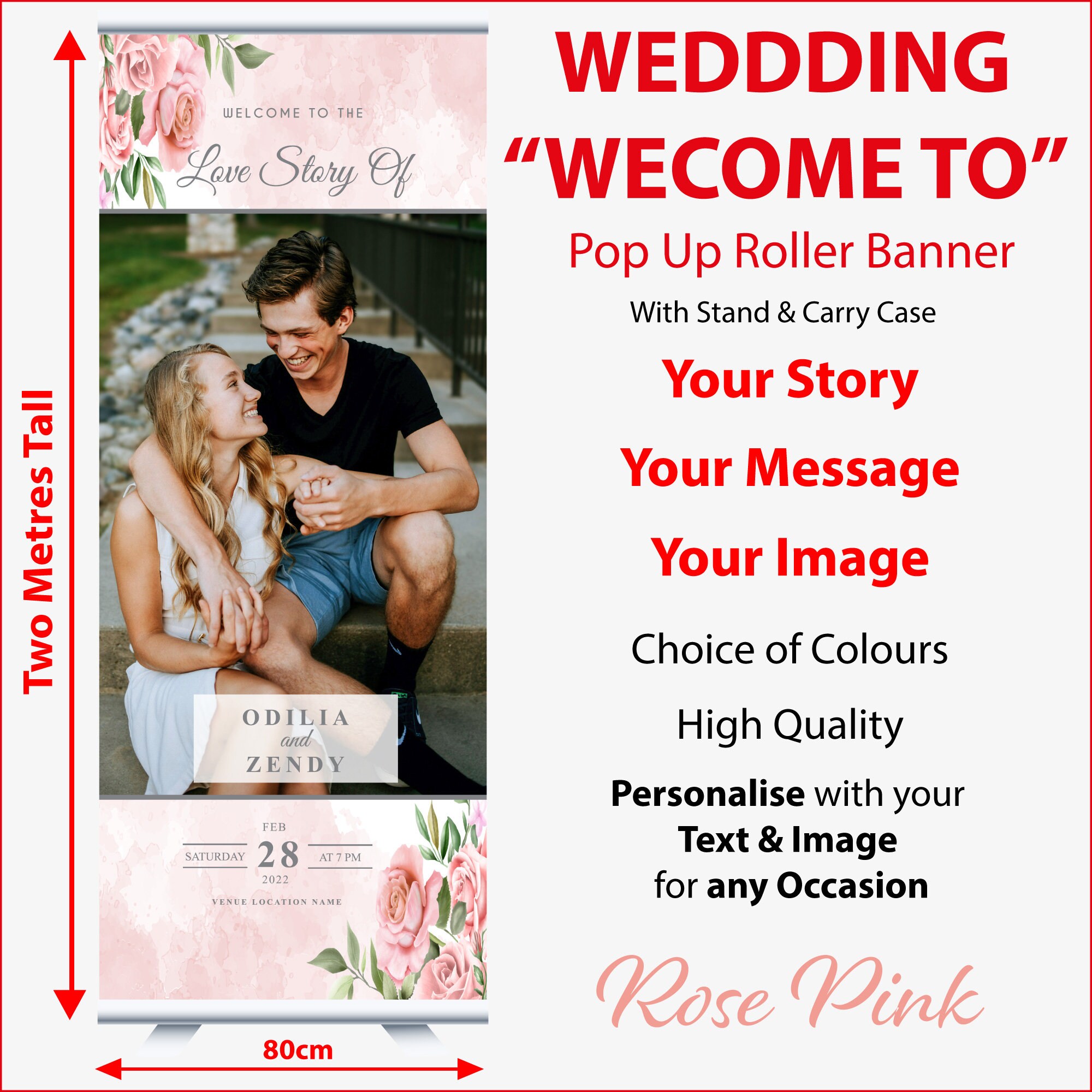 Wedding Welcome to Personalised Photo Pop up Celebration Banner Printed ...