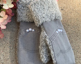 Handmade Recycled Denim Mittens - Etsy