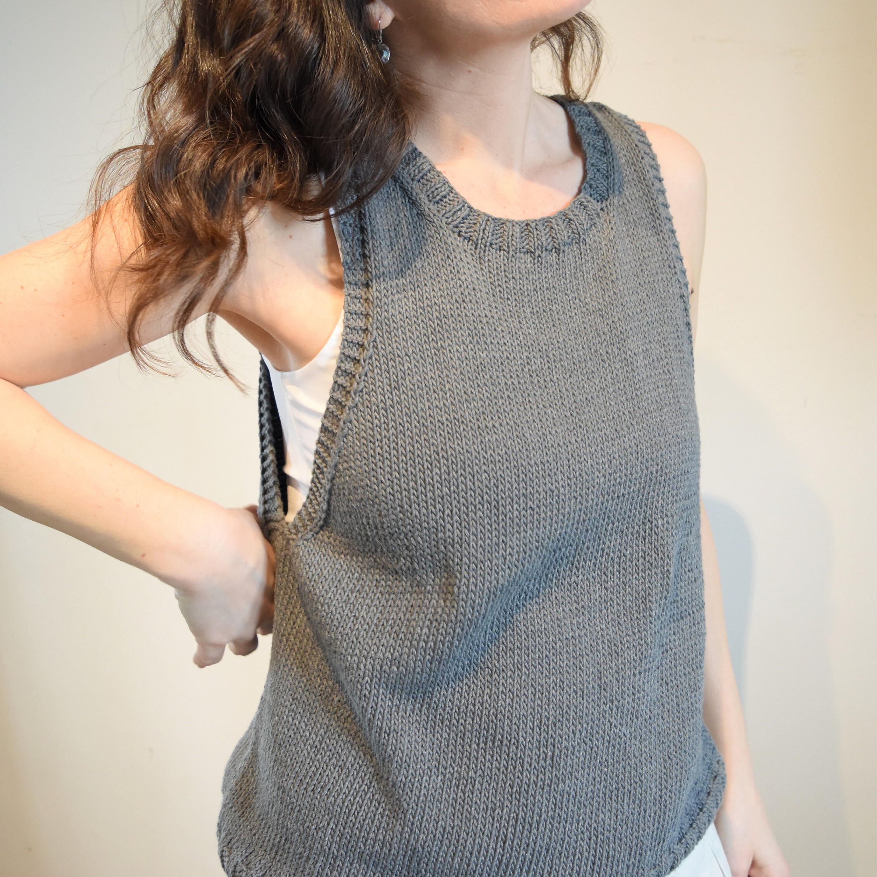 TANK TOP Knitting Pattern - Cotton Sleeveless Top - Easy Bottom up ...