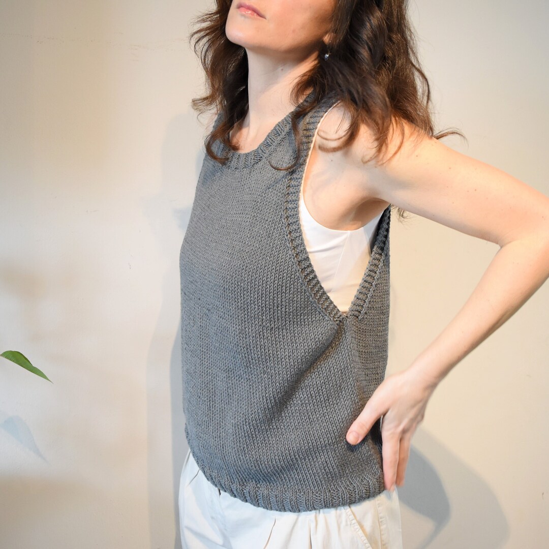 TANK TOP Knitting Pattern Cotton Sleeveless Top for Women Easy Bottom ...