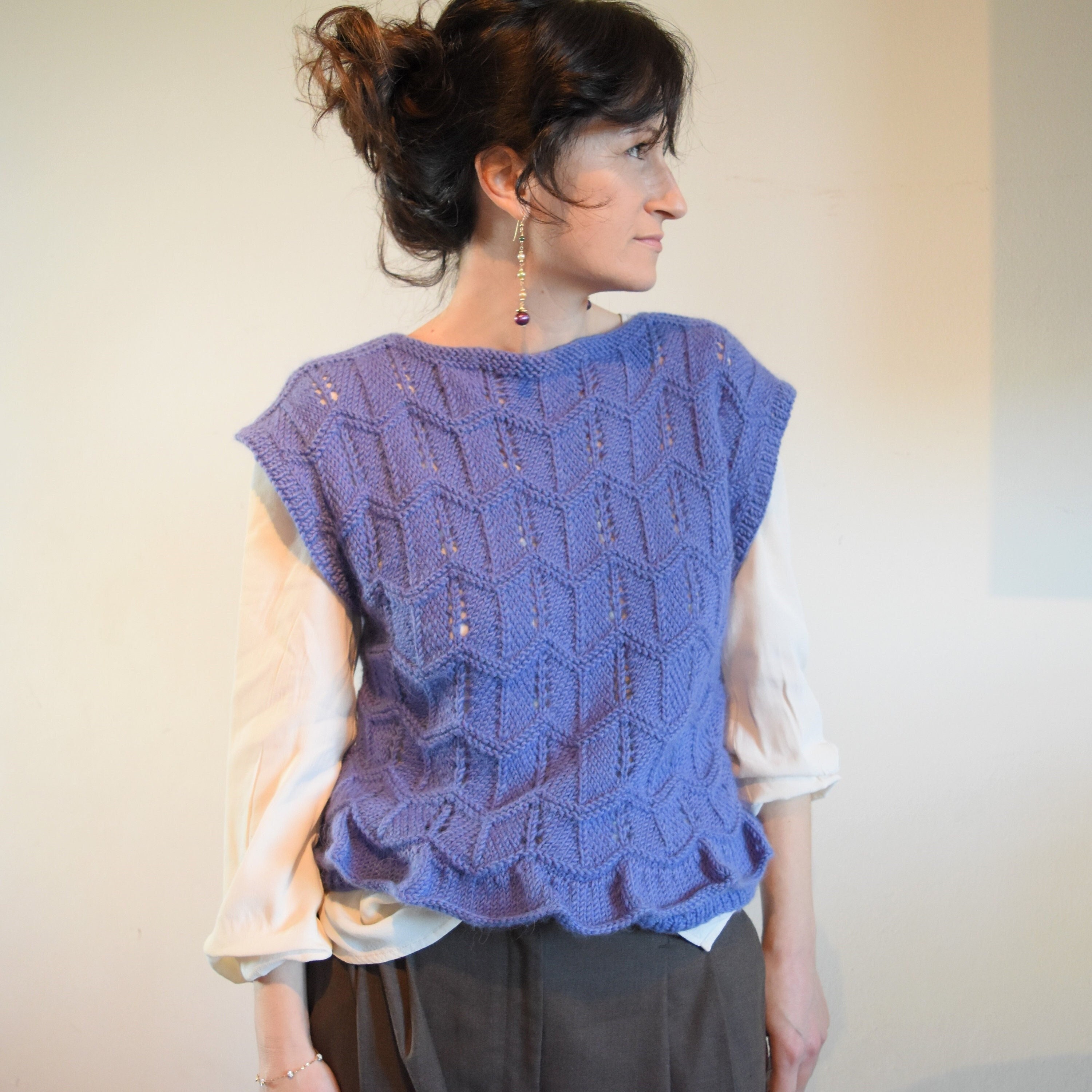 PONGO VEST Knitting Pattern | Sleeveless Lace Sleeveless Top PDF ...