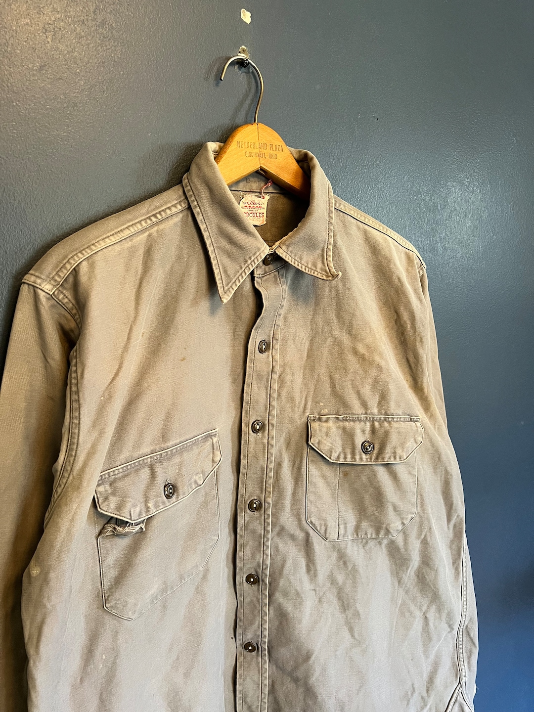 Vintage 40s Hercules Cotton Work Button up Shirt Size XL - Etsy