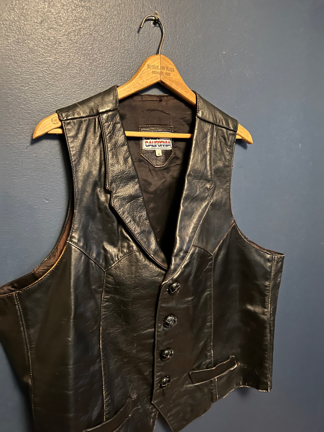Vintage 70s Baja California Black Leather Vest Size XL - Etsy