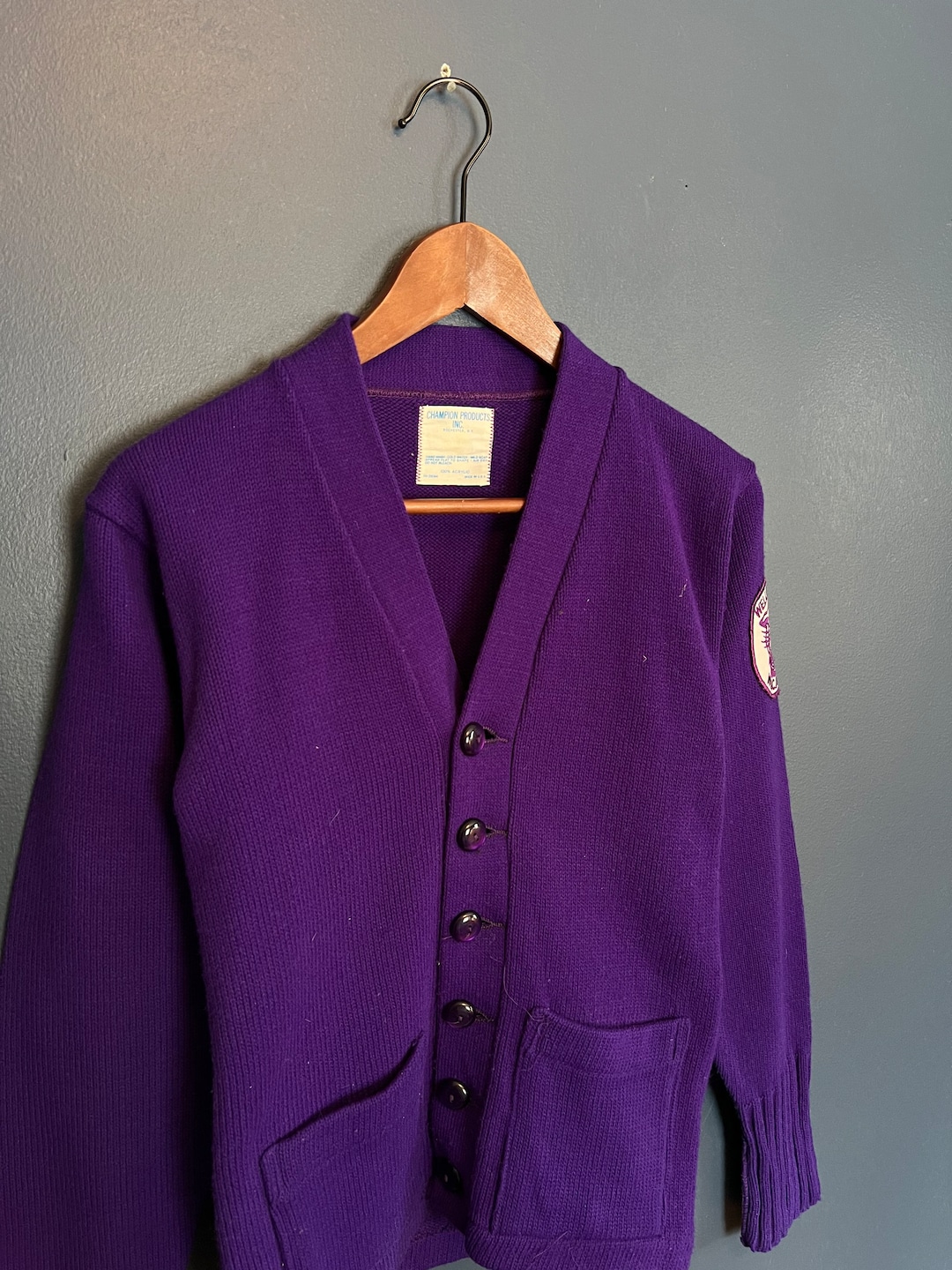 Vintage 60s Champion Purple Knit Cardigan Sweater Size Small - Etsy