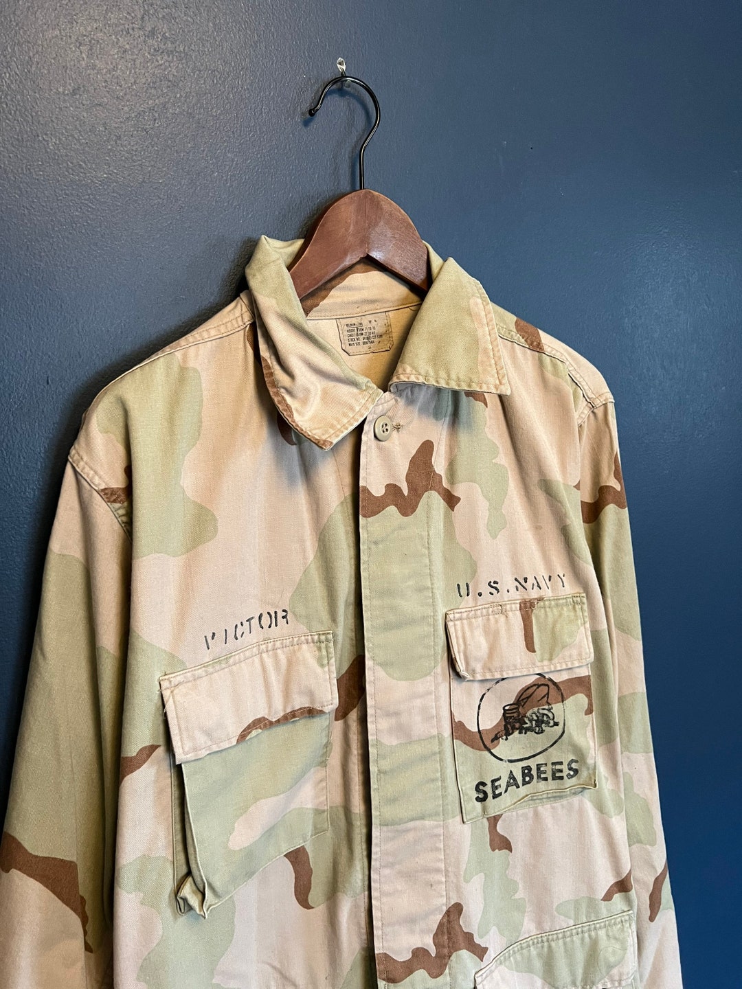 Vintage 90s US Navy Seabees Desert Camo Button up Jacket Size Medium - Etsy