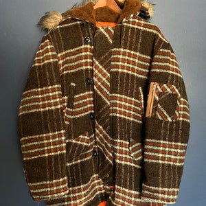 Vintage 70s Montgomery Ward Plaid Wool Zip Cold Weather Parka Size Medium USA Made - Etsy