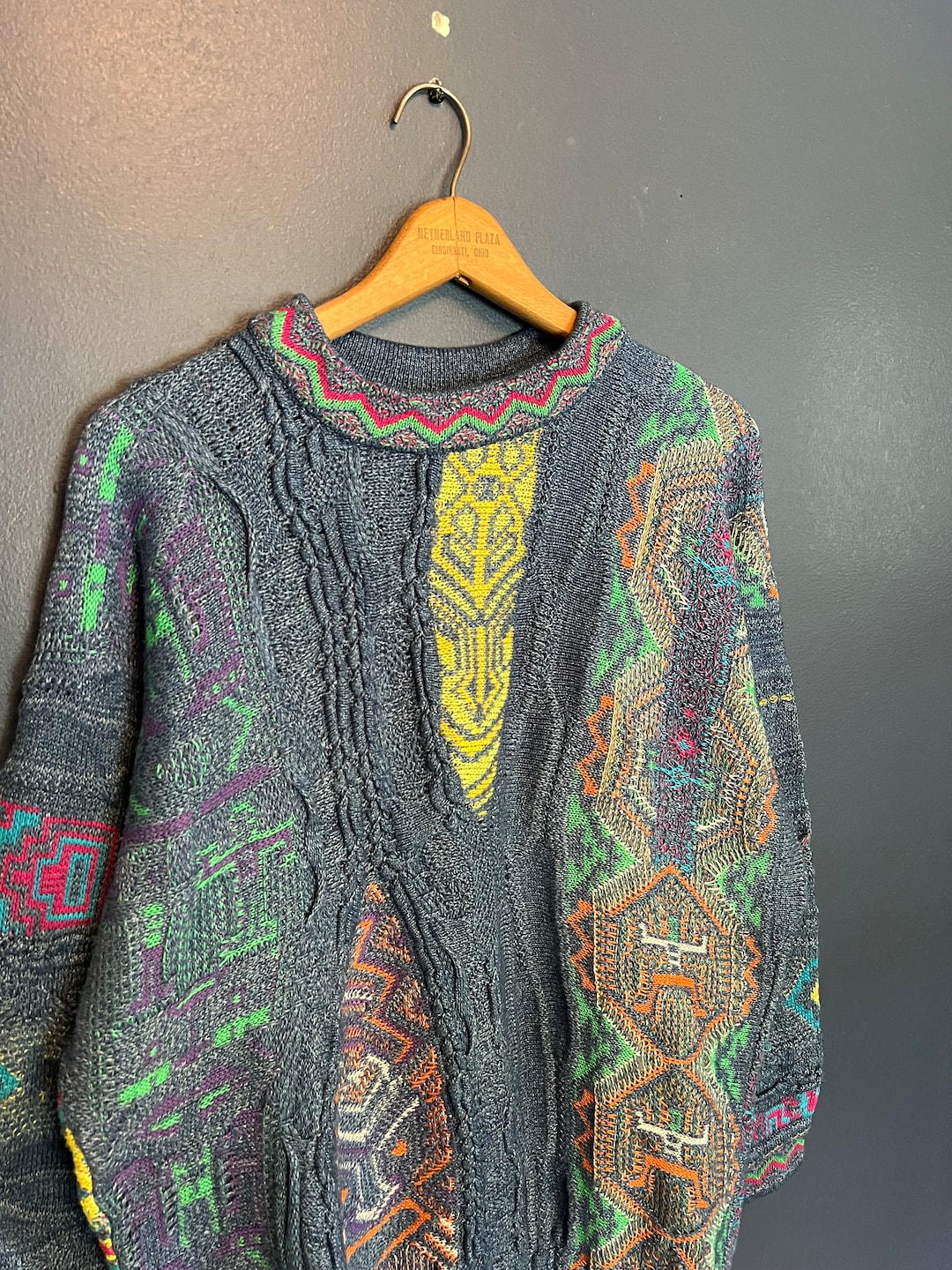 Vintage 90s Coogi Blues Knit Pattern Sweater Size Small - Etsy