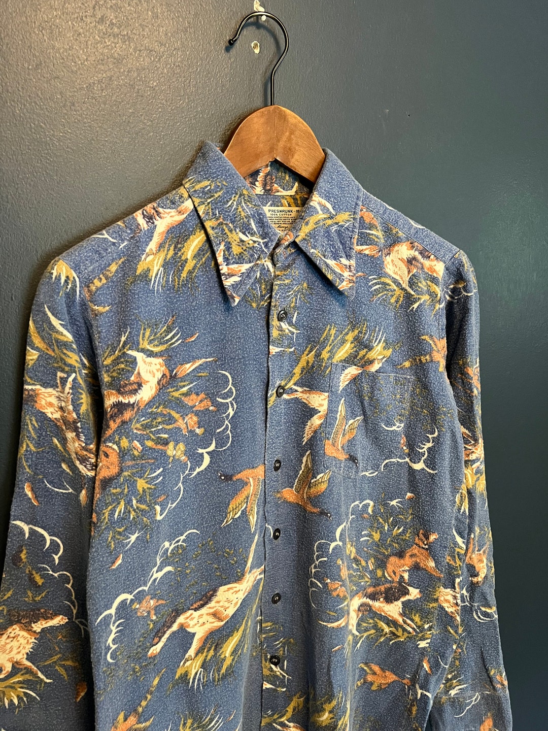 Vintage 70s Kmart Hunting Scene All Over Print Button up - Etsy