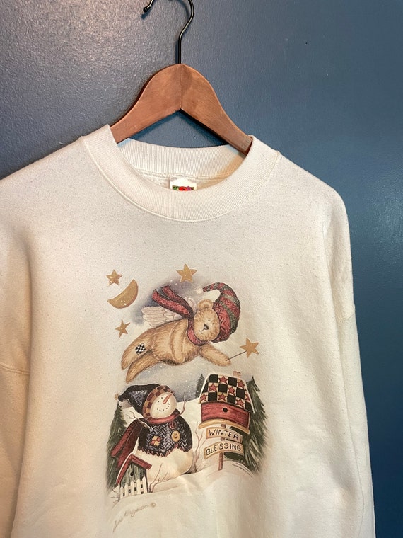 Vintage 90s Cute Teddy Bear Winter Blessings Art Crewneck - Etsy