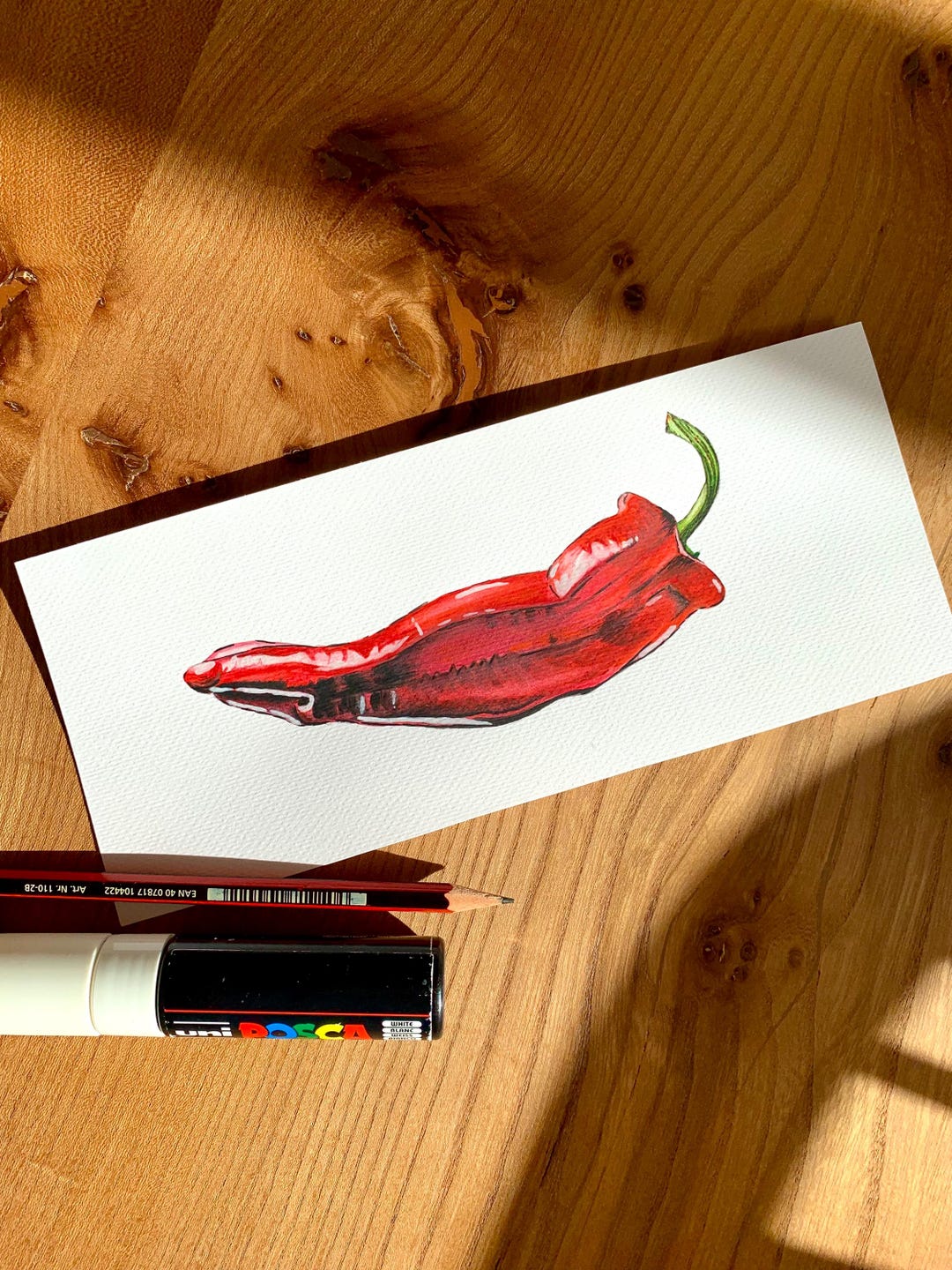 Red Chilli Pepper Original Painting | Hand-painted Watercolour ...