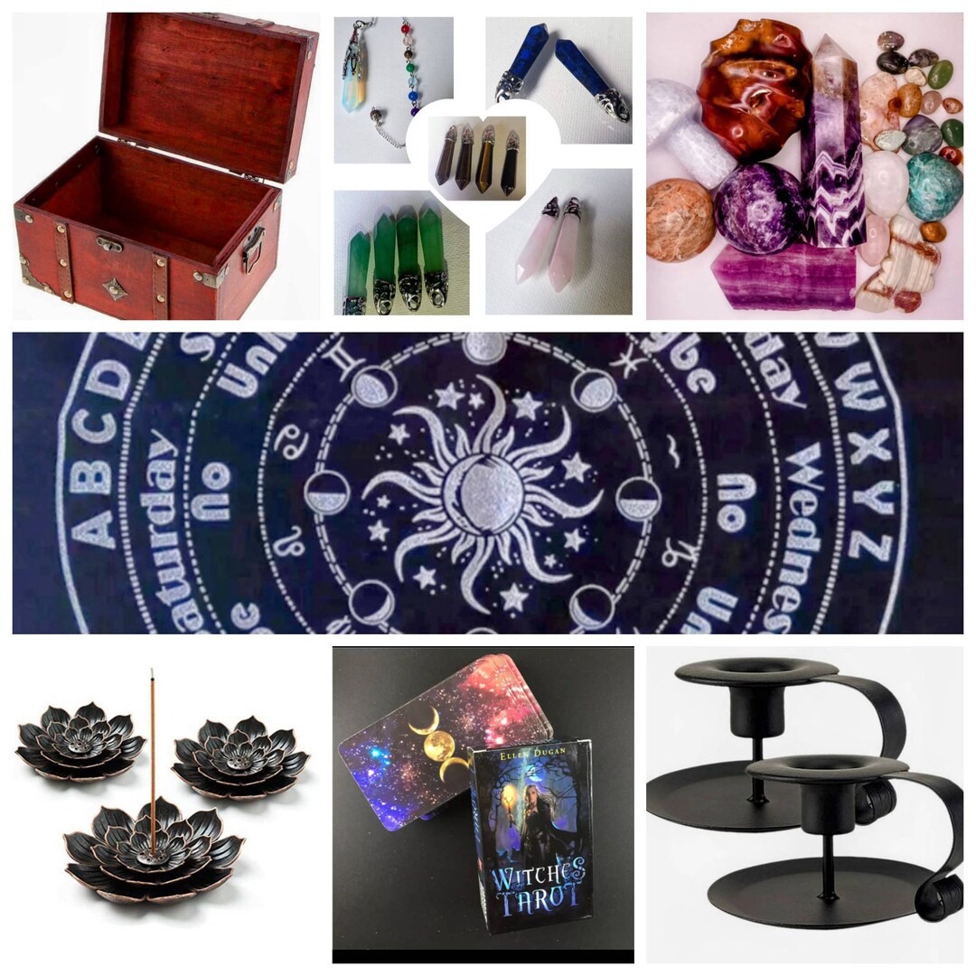 Self Healing Toolkit, Wicca, Herbs, Oils,candles, Pendulum, Display and ...