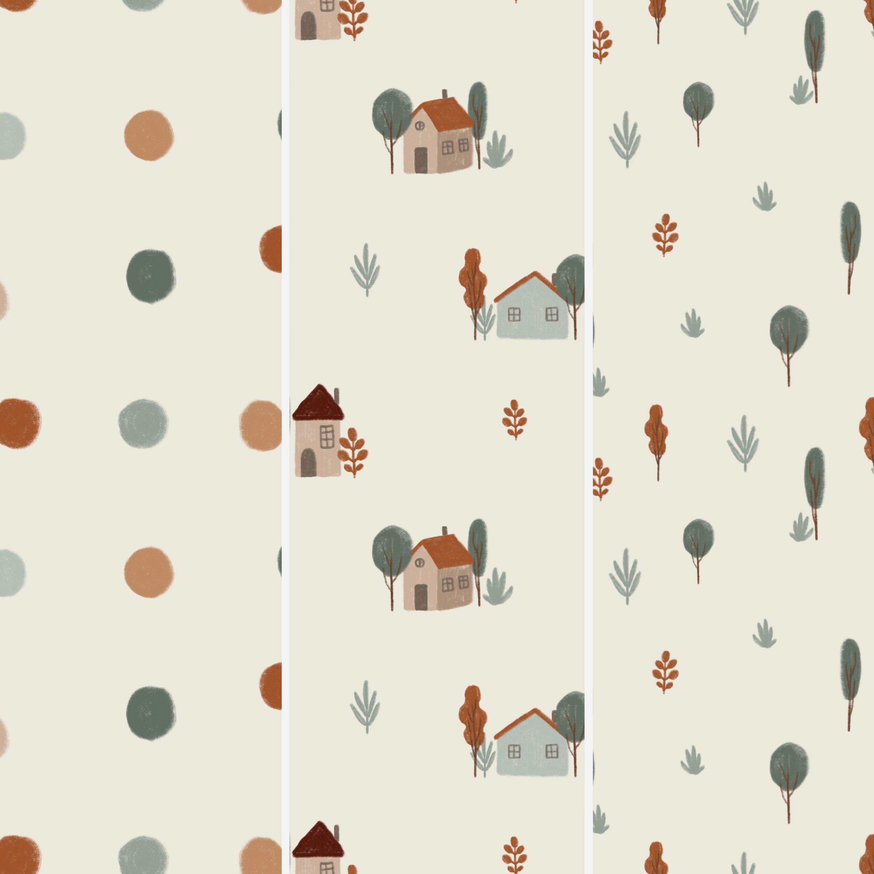 Cozy Village Seamless Digital Paper Set, Boho Home Kitchen Seamless ...