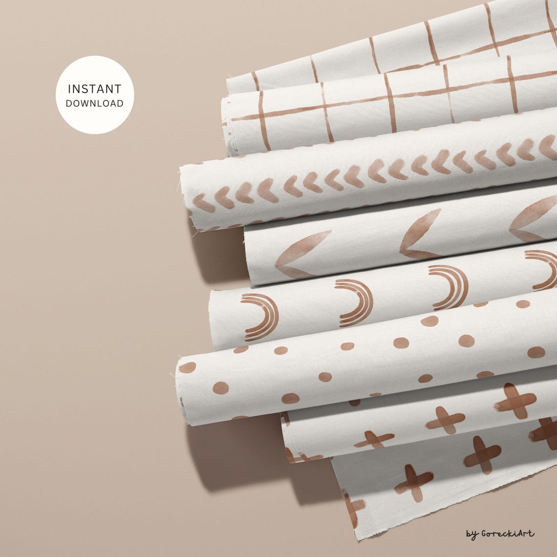 Beige Nordic Digital Paper | 10 Scandinavian Seamless Patterns (digital ...