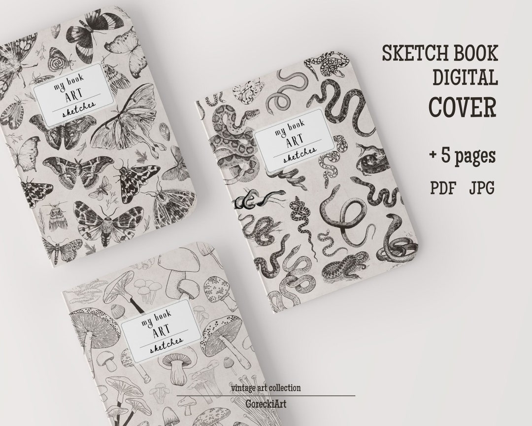 Digital Vintage Notebook Cover, Vintage Sketchbook Cover and Notebook ...