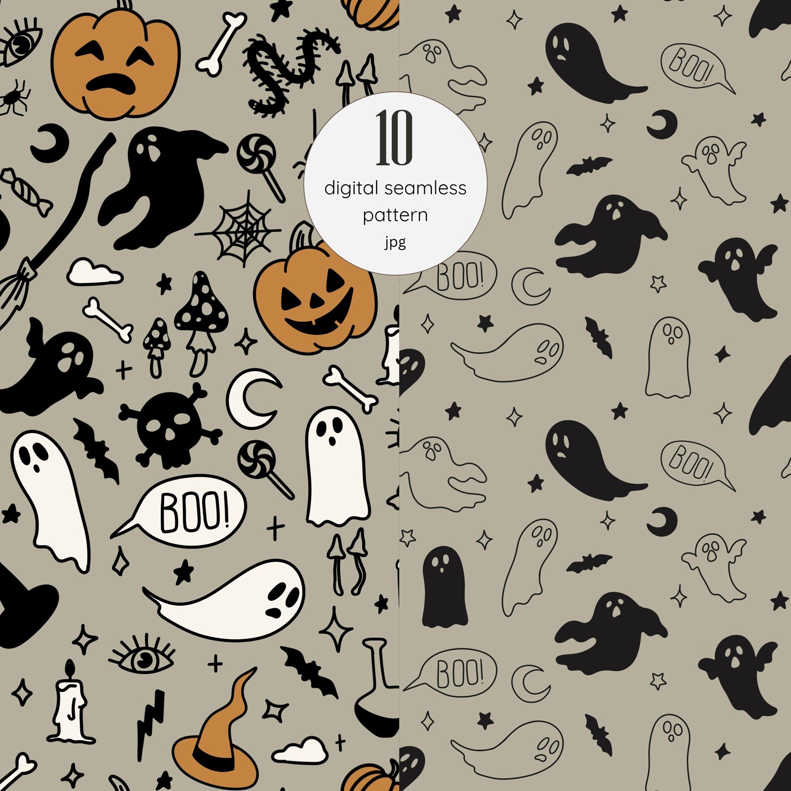Halloween Party Digital Paper Set, Pumpkin Seamless Patterns ...