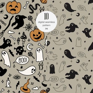 Halloween Party Digital Paper Set, Pumpkin Seamless Patterns ...
