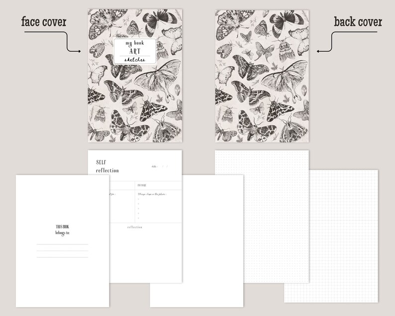 Digital Vintage Notebook Cover, Vintage Sketchbook Cover and Notebook ...