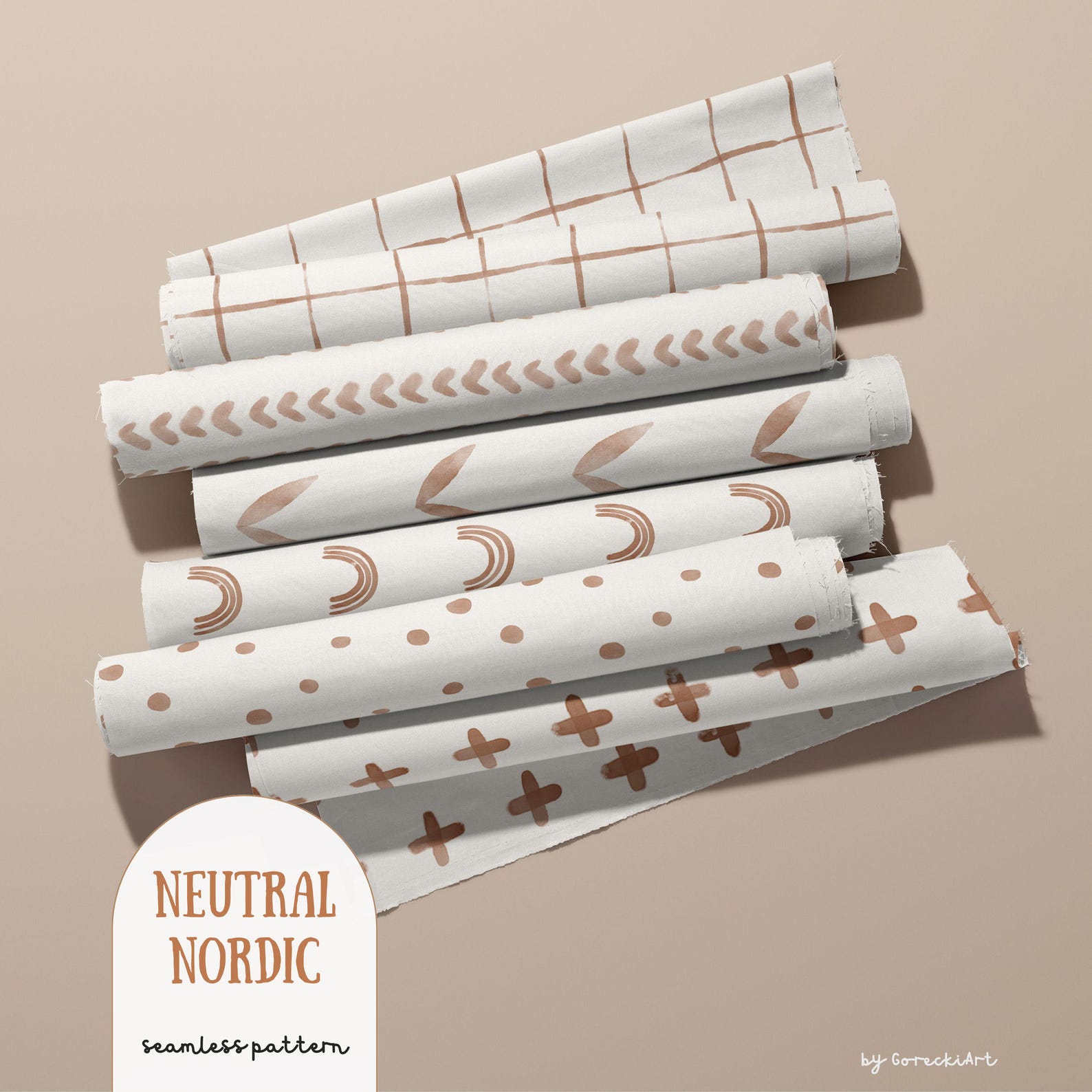 Beige Nordic Digital Paper | 10 Scandinavian Seamless Patterns (digital ...