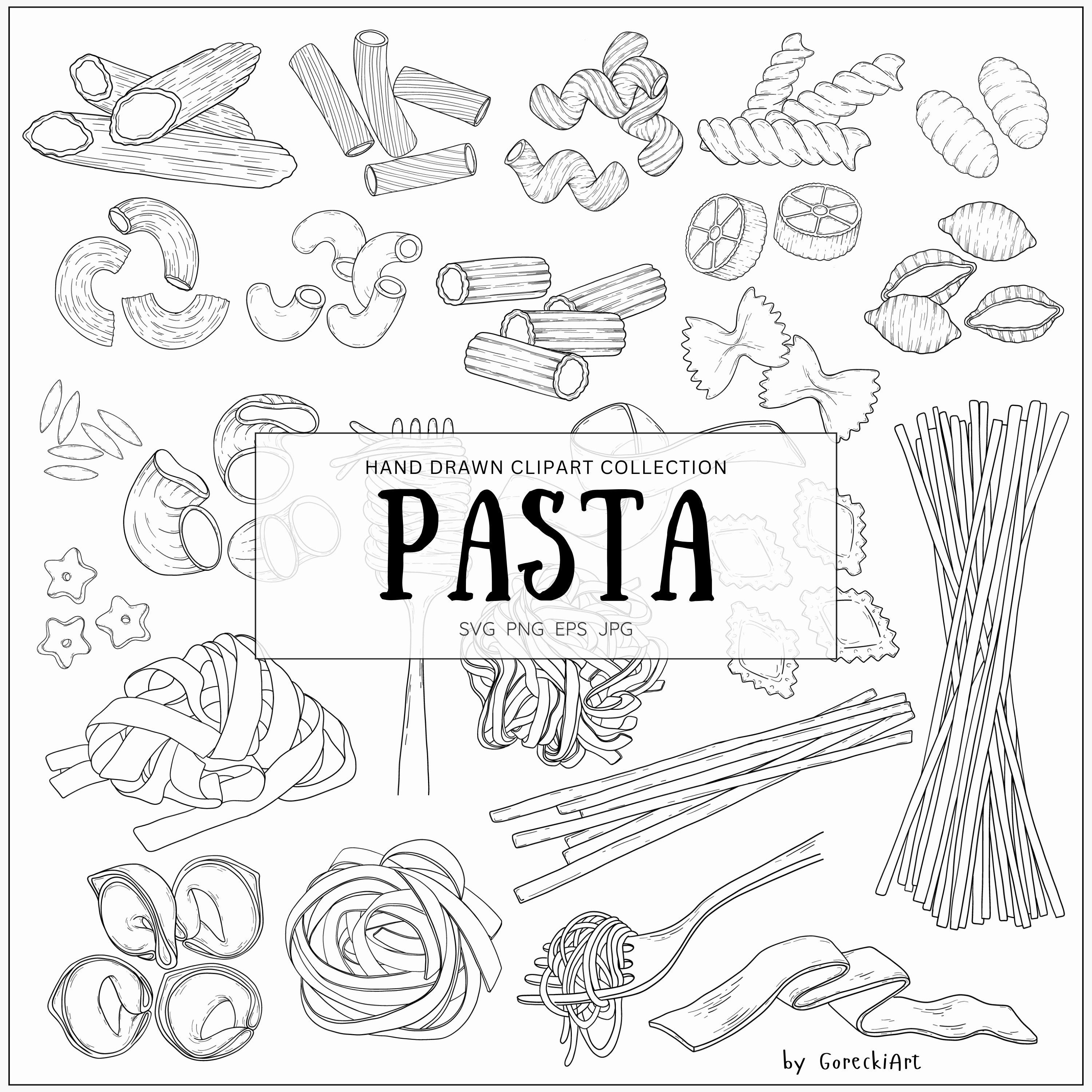 Hand Drawn Pasta Line Art: 25 Clipart Designs (SVG, PNG, EPS) - Etsy