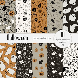 Halloween Party Digital Paper Set, Pumpkin Seamless Patterns ...