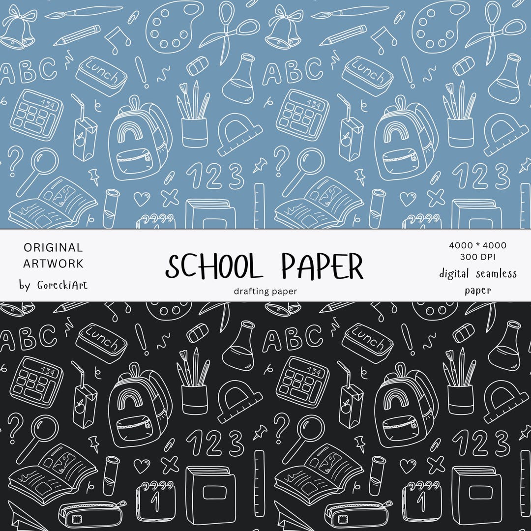 Back to School Digital Drafting Seamless Paper, Doodle School ...