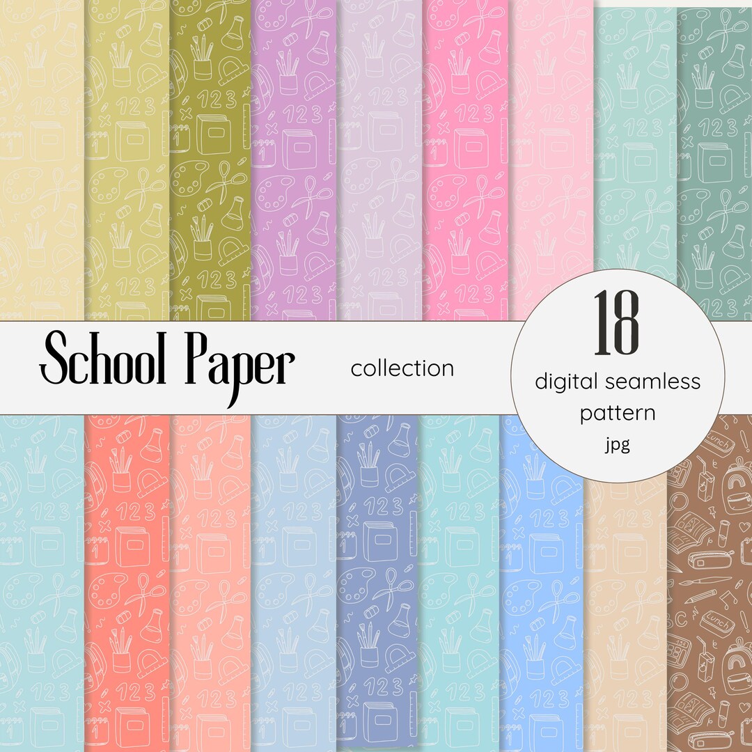 Back to School Doodle Digital Paper, School Backgrounds, Teacher ...