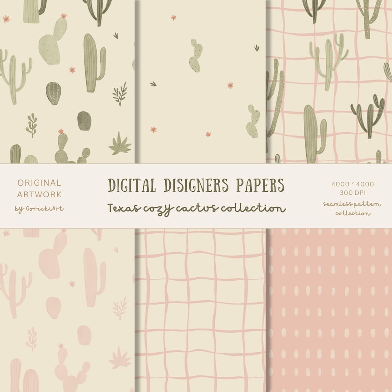 Watercolor Cactus Digital Paper Set, Texas Background, Wild West Cowboy ...