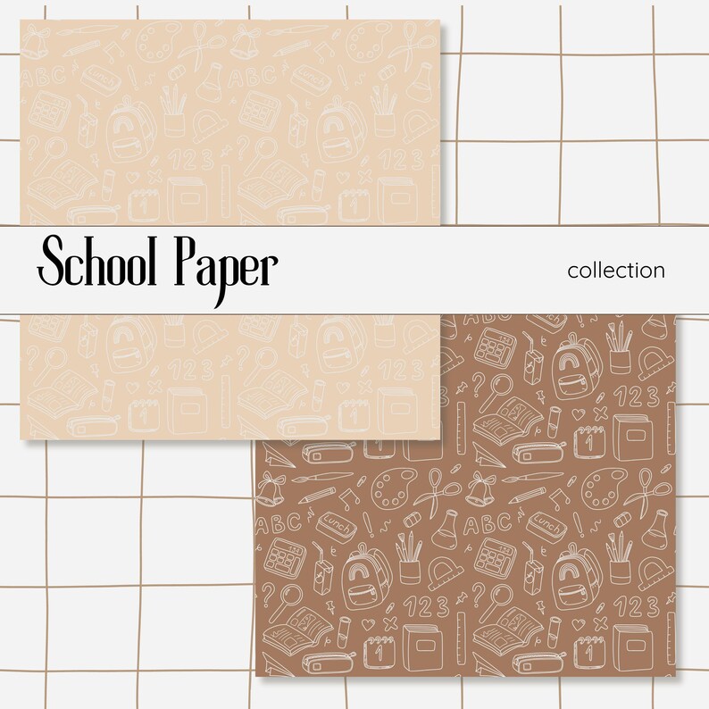 Back to School Doodle Digital Paper, School Backgrounds, Teacher ...