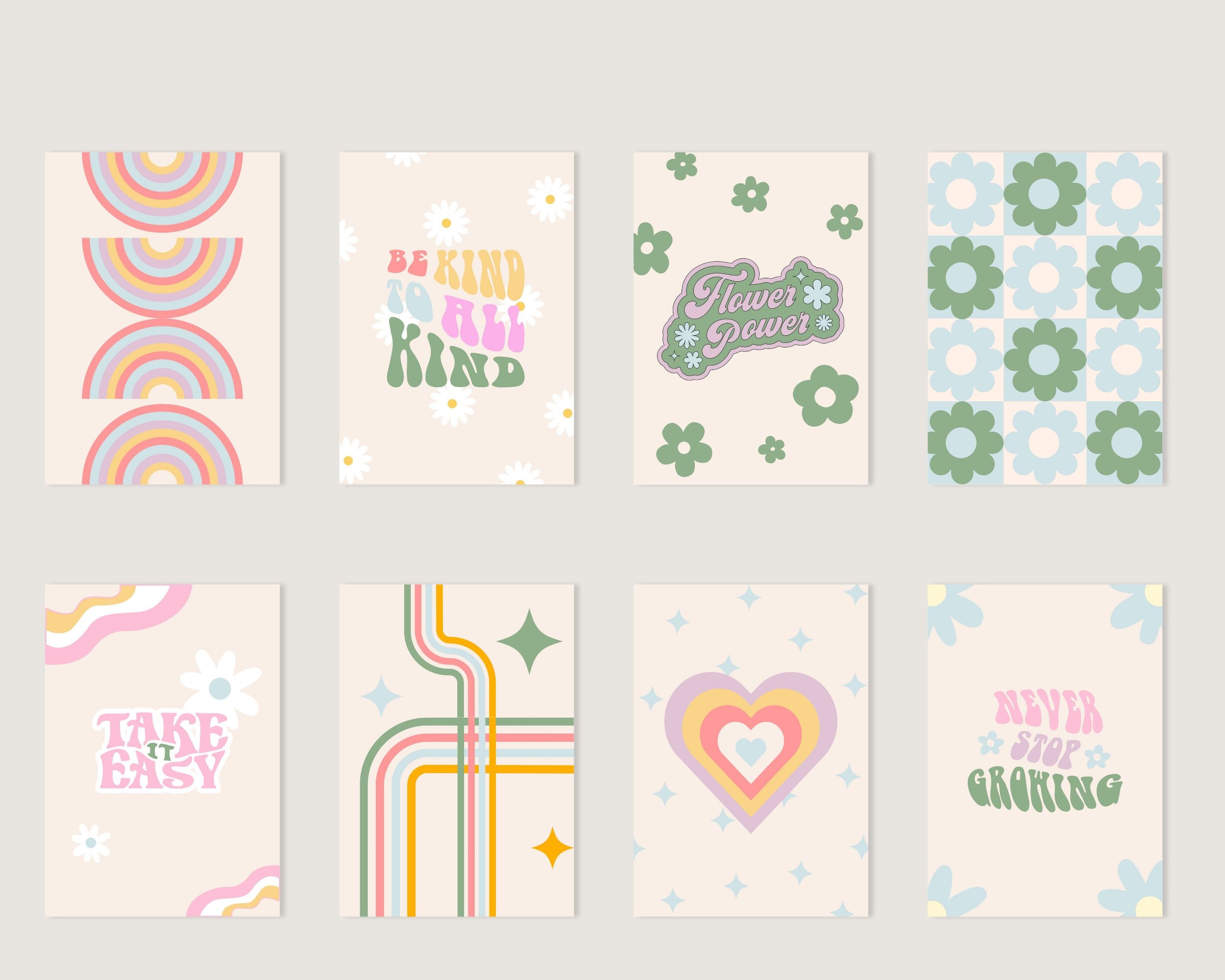 Colorful Retro Groovy Digital Paper, Summer 60s, 70s Background ...