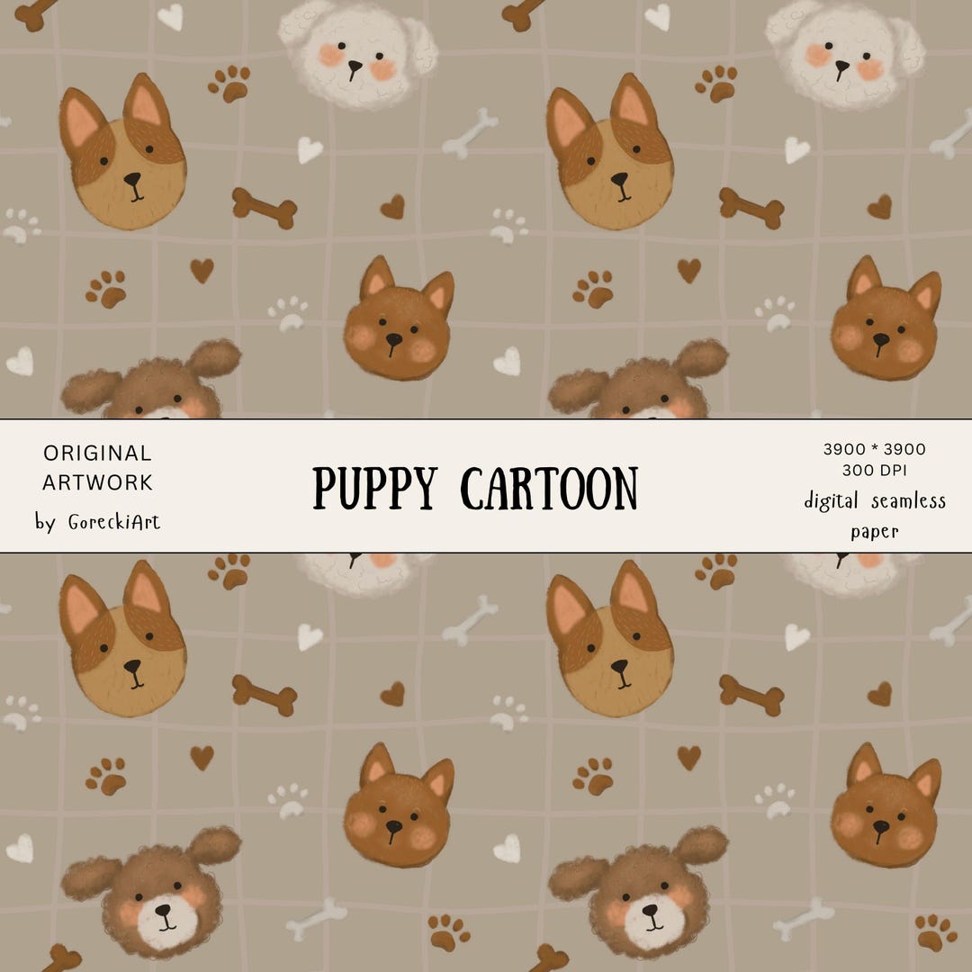 Dogs Funny Digital Seamless Pattern, Cute Puppy Paper Pack, Pattern for ...
