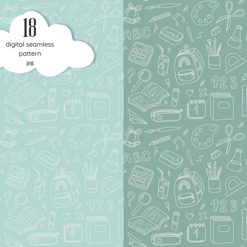Back to School Doodle Digital Paper, School Backgrounds, Teacher ...