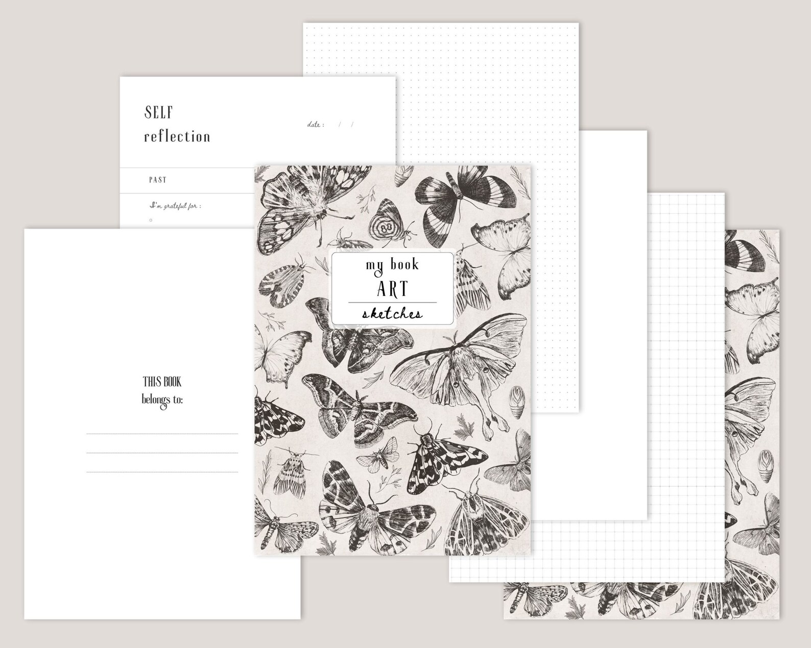 Digital Vintage Notebook Cover, Vintage Sketchbook Cover and Notebook ...