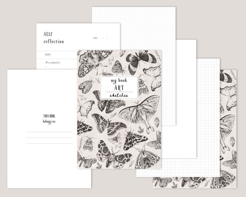 Digital Vintage Notebook Cover, Vintage Sketchbook Cover and Notebook ...