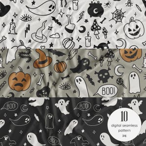 Halloween Party Digital Paper Set, Pumpkin Seamless Patterns ...