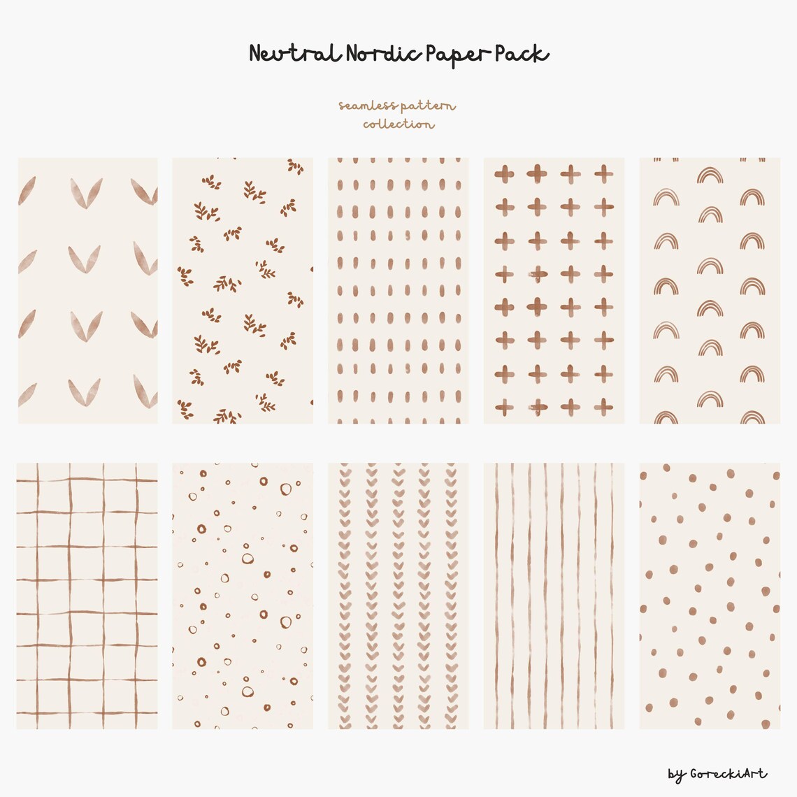 Beige Nordic Digital Paper | 10 Scandinavian Seamless Patterns (digital ...