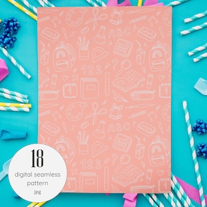Back to School Doodle Digital Paper, School Backgrounds, Teacher ...