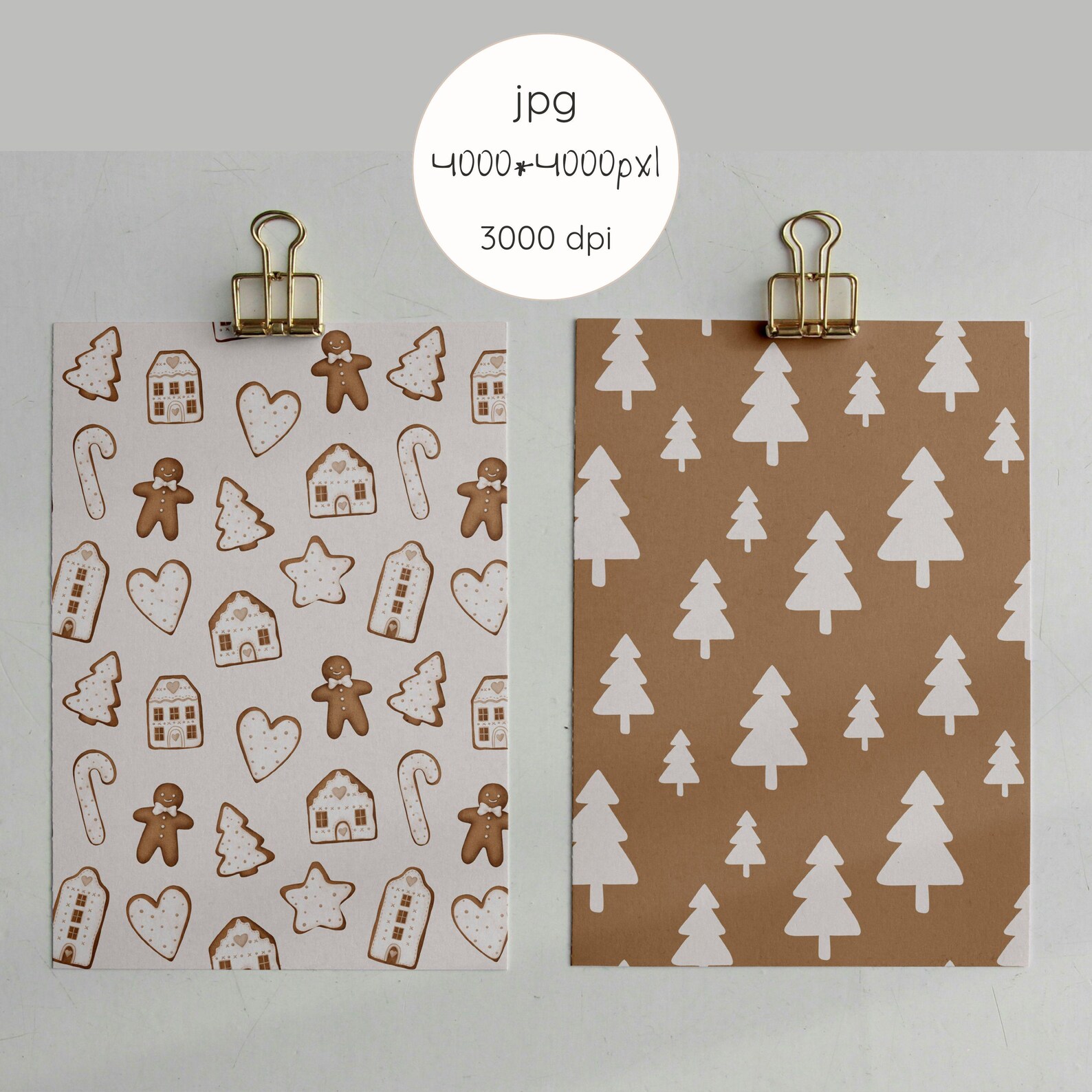 Christmas Cookies Digital Paper Sets, Winter Background, Ginger Bread ...