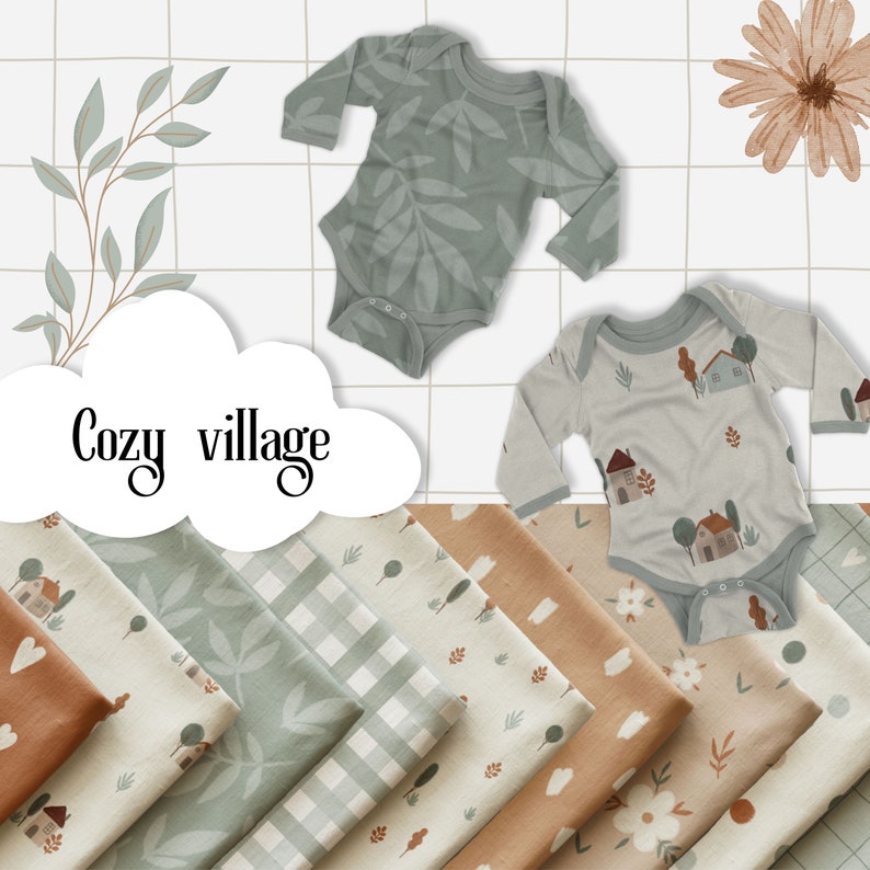 Cozy Village Seamless Digital Paper Set, Boho Home Kitchen Seamless ...