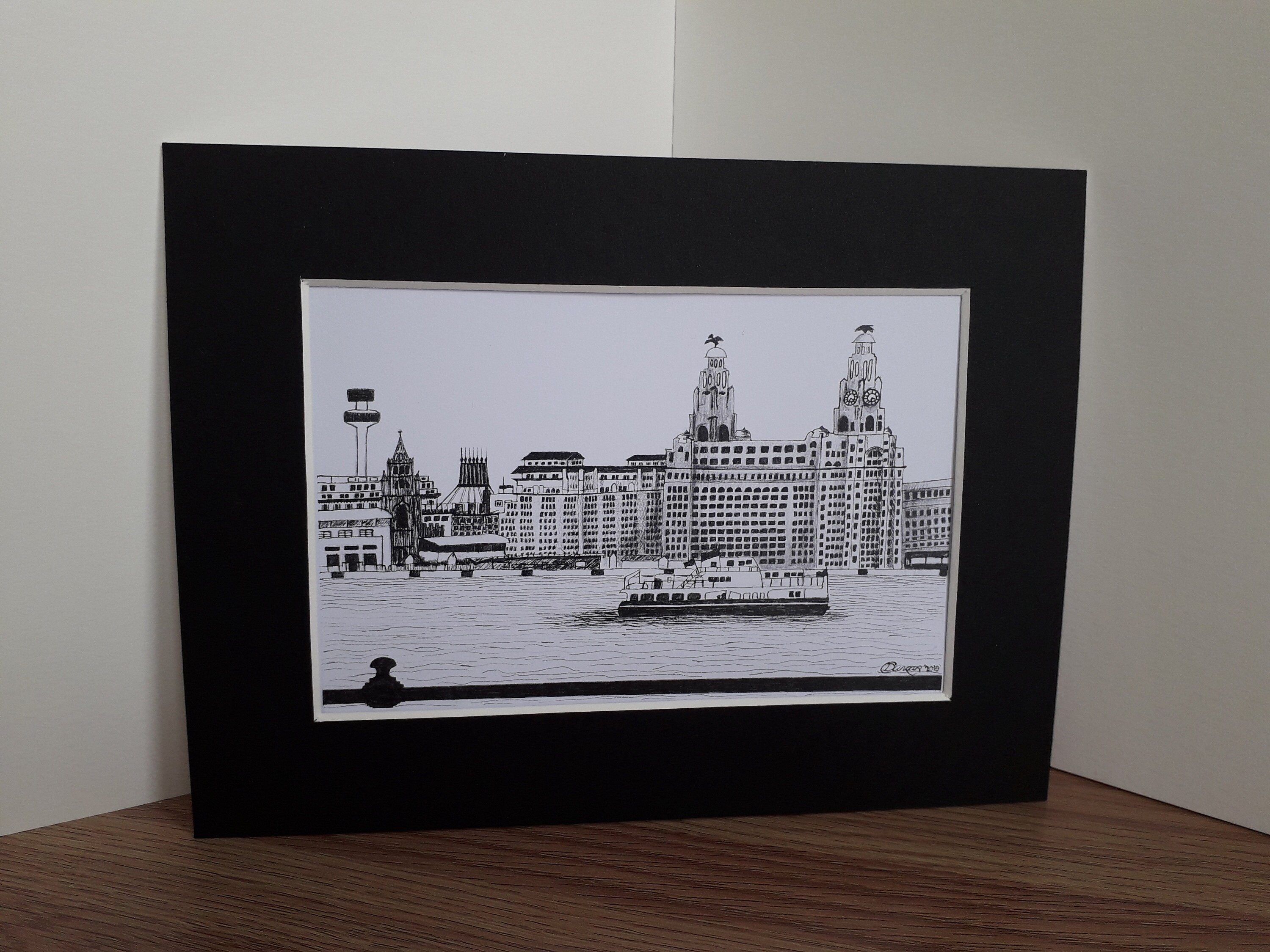 Mounted Print of Pen and Ink Drawing of Liverpool Waterfront - Etsy