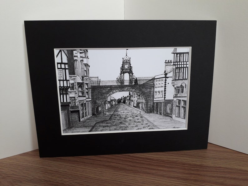 Mounted Print of Pen and Ink Drawing of Eastgate, Chester - Etsy