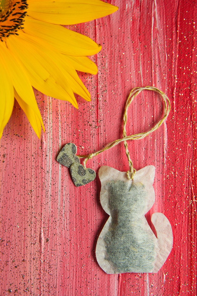 Organic Cat Shaped Tea Bags (set of 5) With Heart Tags — Custom Tea ...