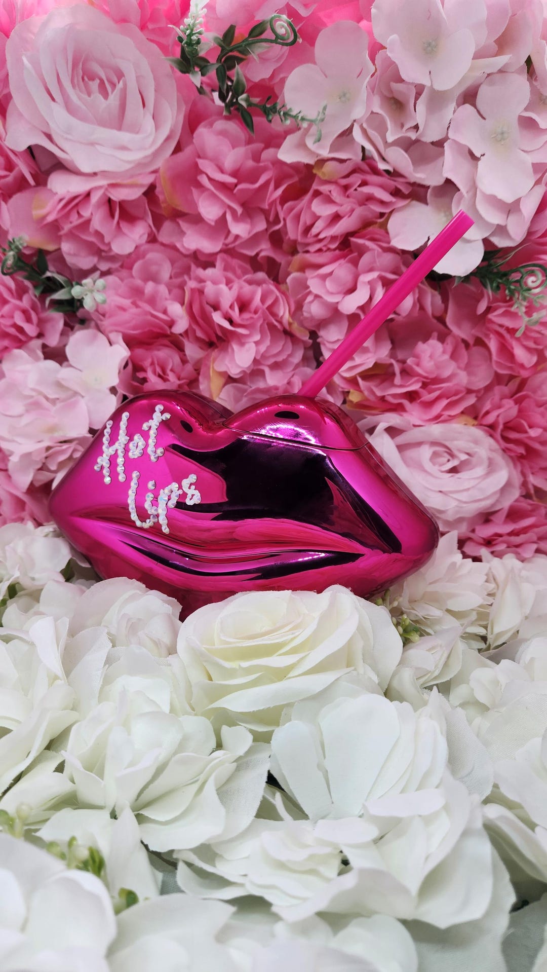 Bejeweled Hot Lips, Pink Lips Cocktails Cup, Reuseable Party Cup With ...