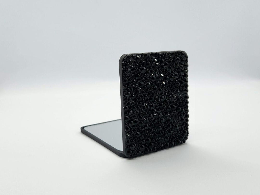 Bejeweled Black Mirror, Bedazzled Mirror, Bling Compact Mirror, Sparkly ...
